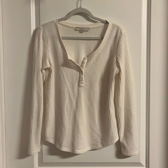 LOFT | Tops | Loft Waffle Long Sleeve Henley | Poshmark